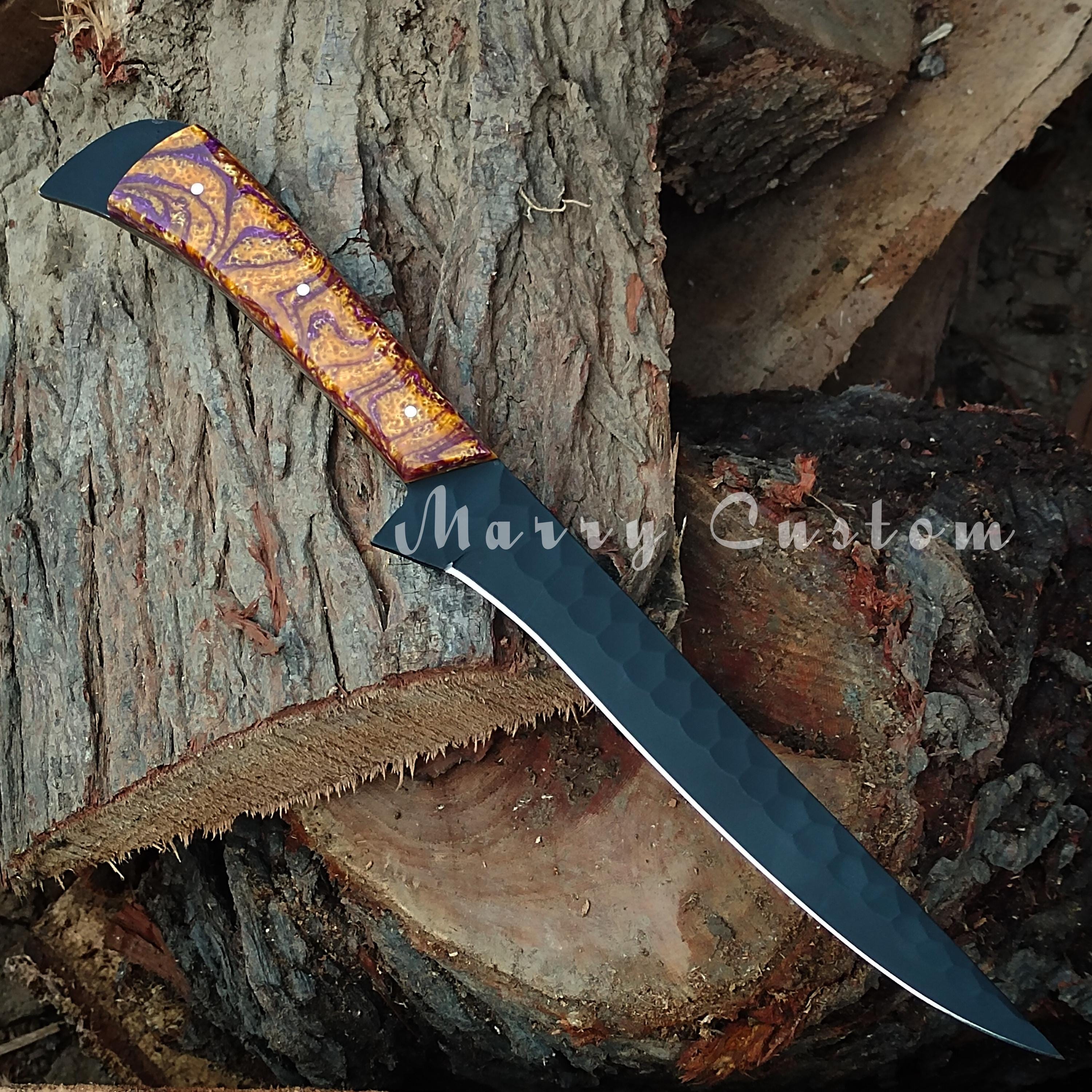 Fillet Knife Fishing Knife Handmade Carbon Steel Knife Flexible Blade ...