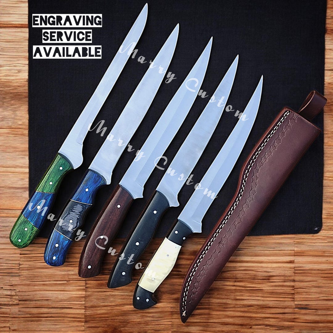 Damascus Fillet Knives Flexible Fillet Knife With Sheath, Hand Forged ...