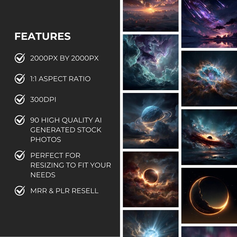 Galaxy Stock Photo Bundle, Cosmic Sky Images, PLR & MRR Resell Rights ...