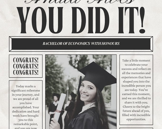 Newspaper Graduation Template - Etsy