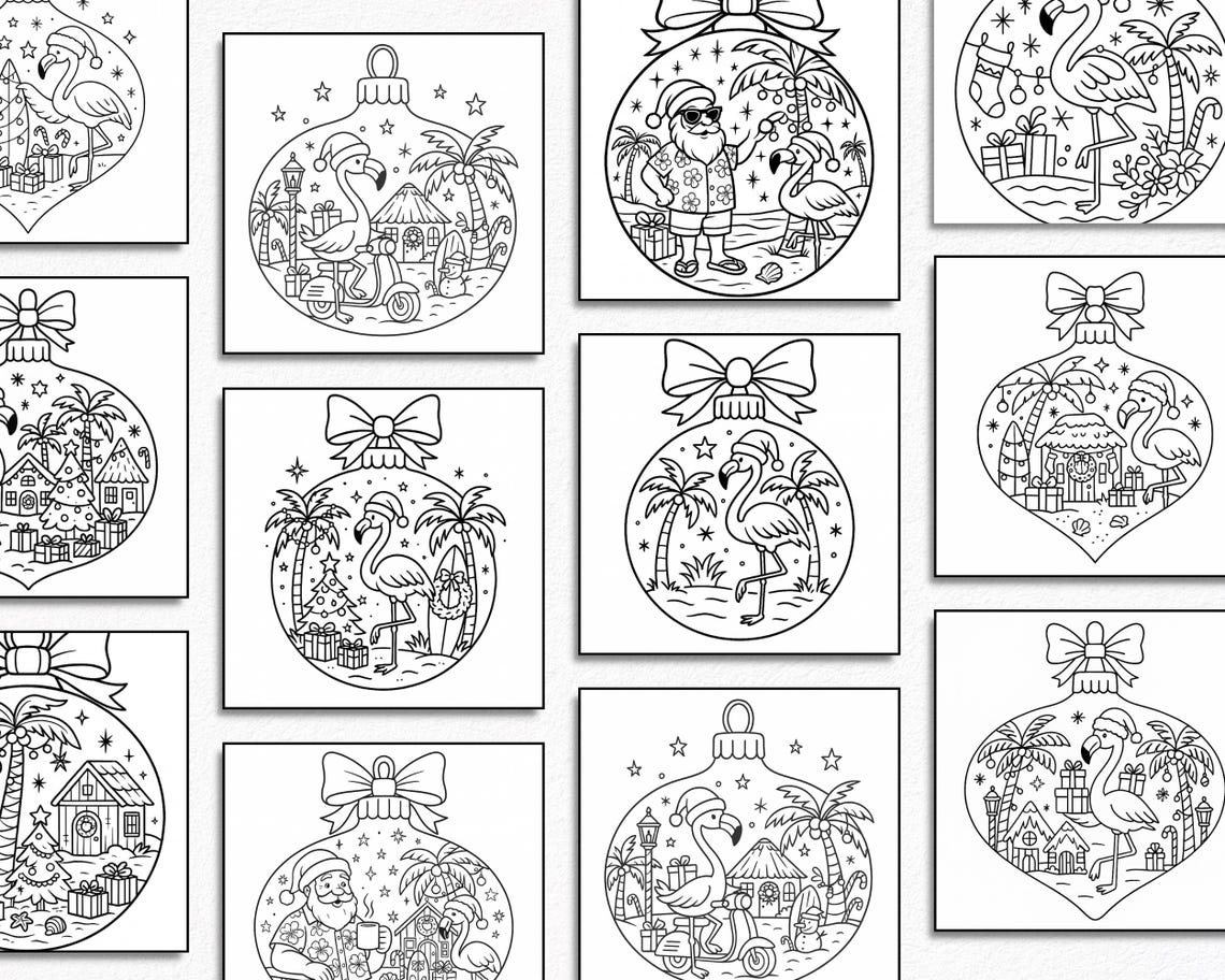 Summer Christmas Flamingo Coloring Book – Tropical Holiday Pages | 25 ...