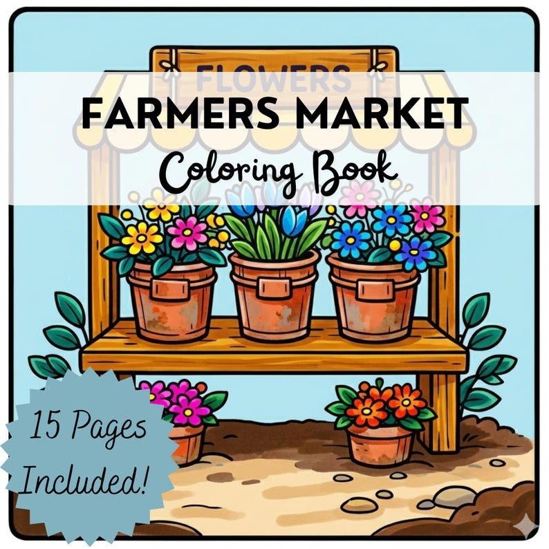 Farmers Market Coloring Book, Easy Coloring Pages for Adults, Bold ...