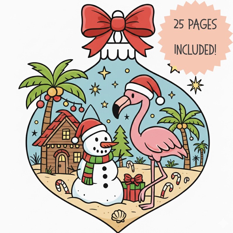 Summer Christmas Flamingo Coloring Book – Tropical Holiday Pages | 25 ...