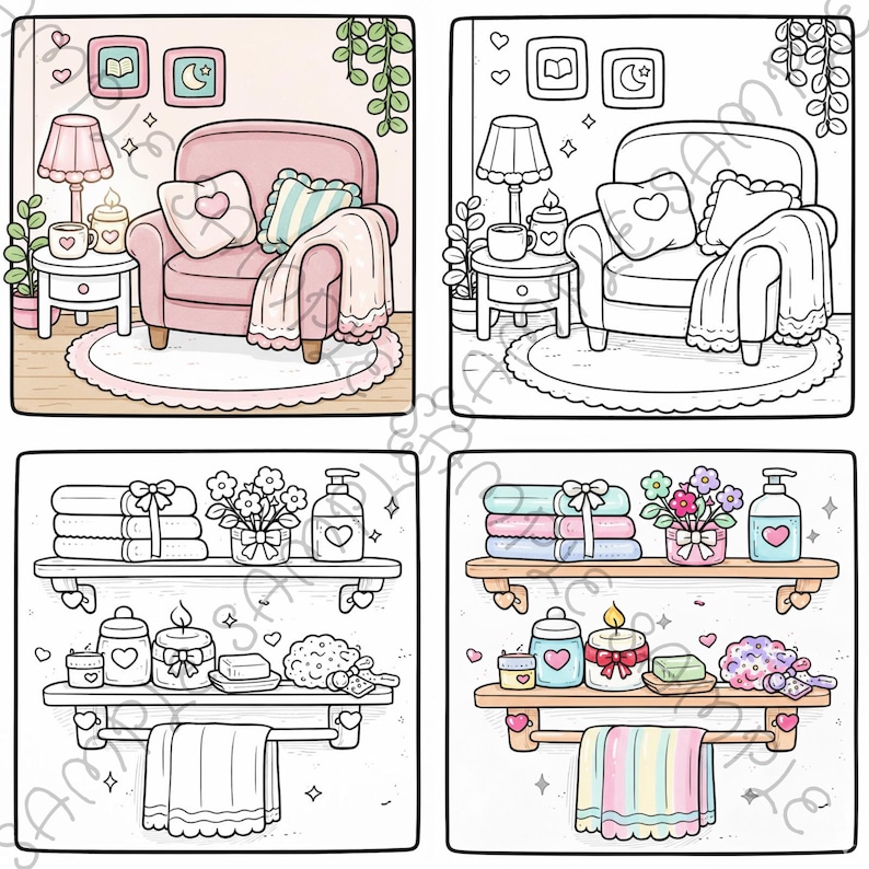 Pretty Little Spaces – Girly Cozy Coloring Book | Soft Aesthetic Rooms ...