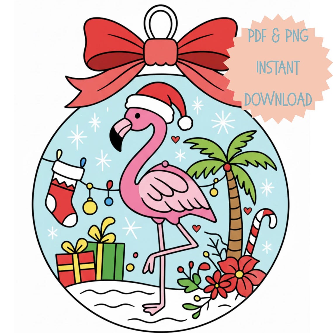 Summer Christmas Flamingo Coloring Book – Tropical Holiday Pages | 25 ...