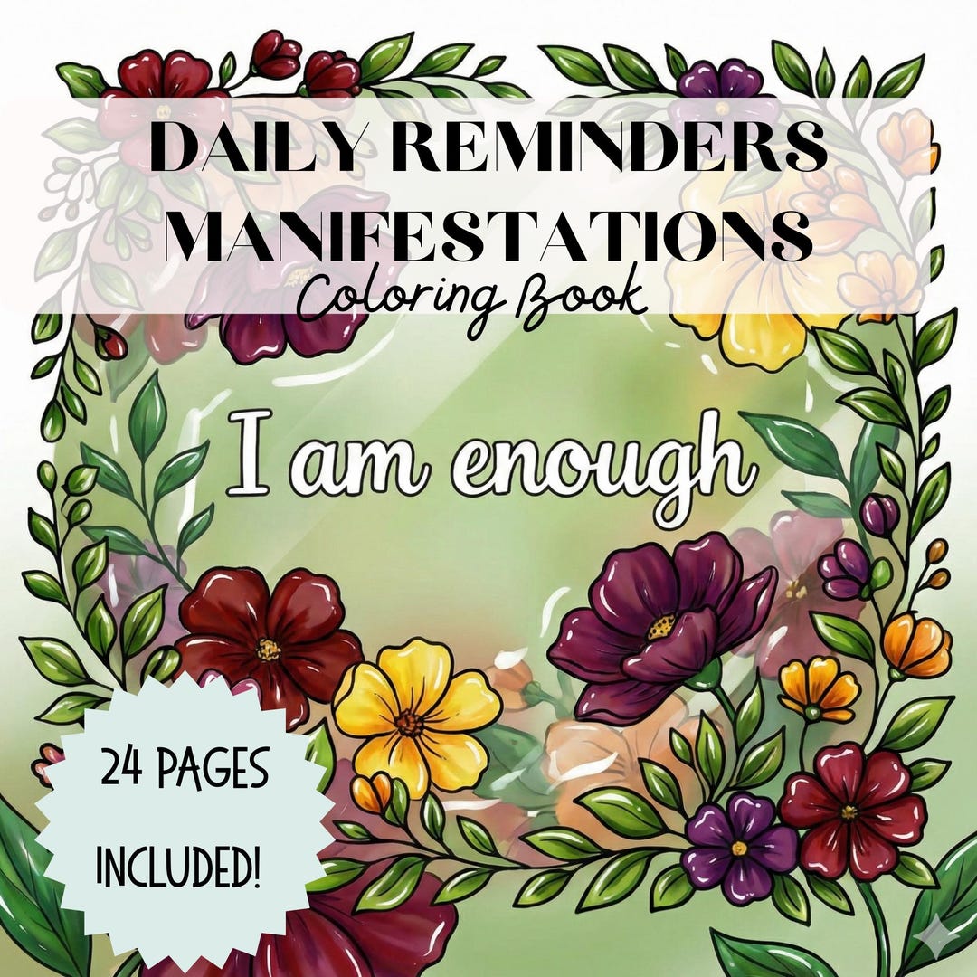Daily Affirmations Coloring Book | 24 Mindful Pages | Calming Botanical ...