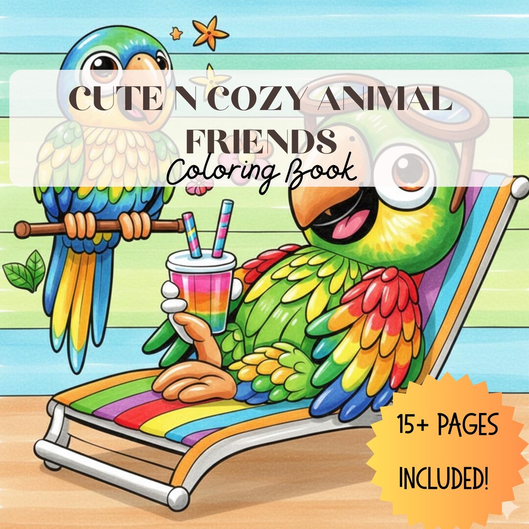 Cute & Cozy Animal Friends Coloring Book | Relaxing Easy Coloring Pages ...
