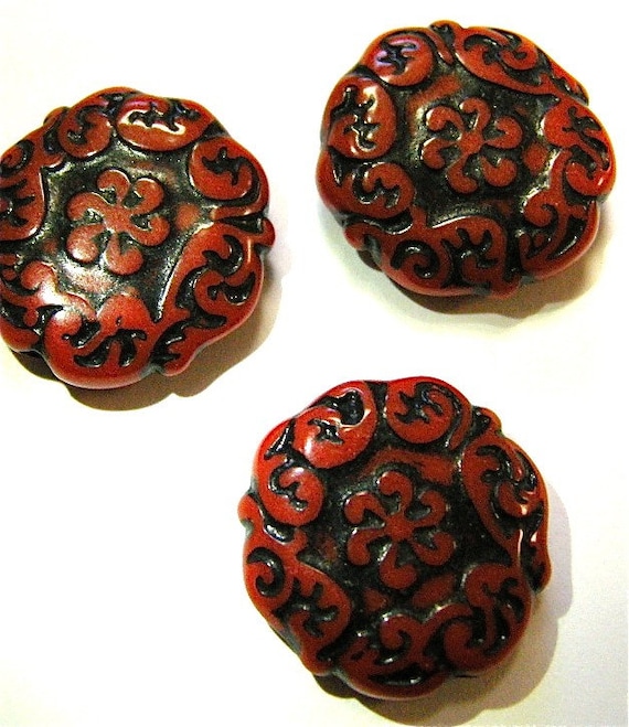 Red Plastic Disc Shaped Beads x 4 | Etsy