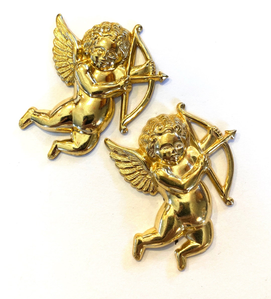 Brass Cupid Sampling, Large Cupid With Bow and Arrow X2, Vintage ...