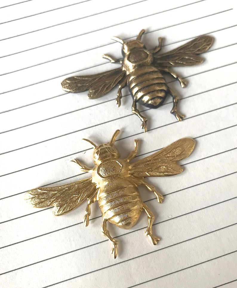 Vintage Brass Bee Stamping, Made in USA, Brass Bee, Honey Bee - Etsy