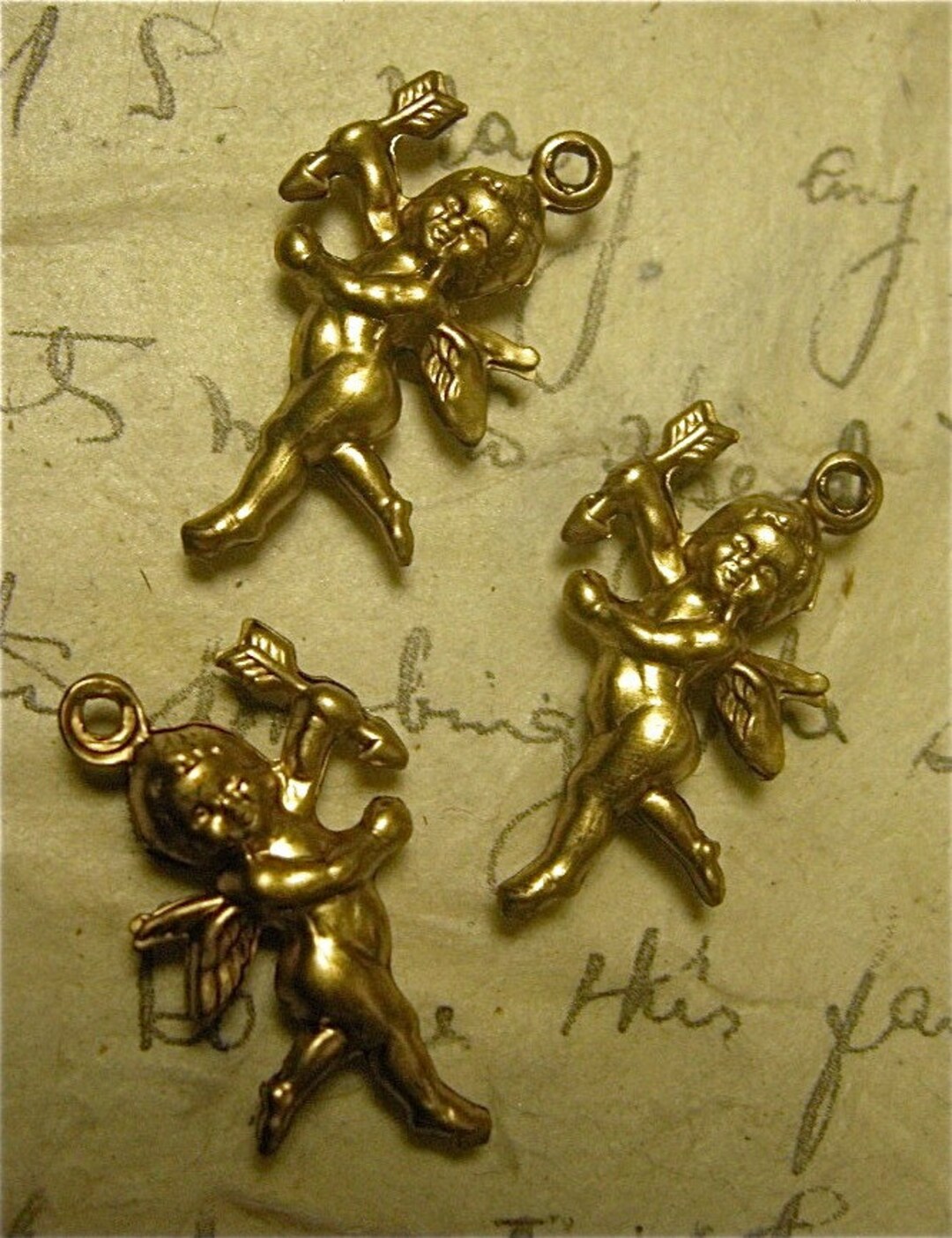 Cupid Brass Charms Double Sided and Hollow Center (4) - Etsy