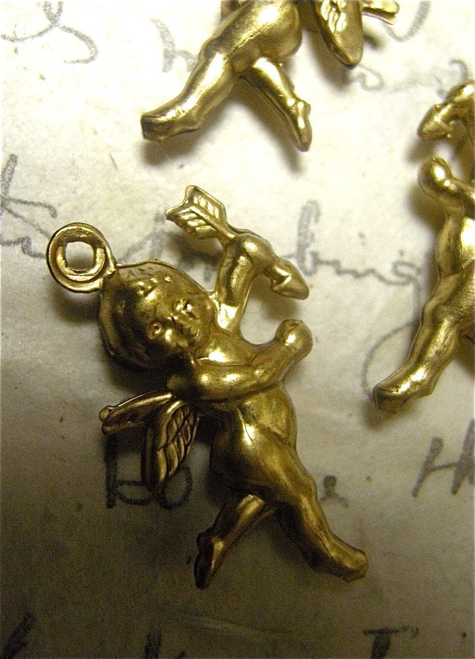 Cupid Brass Charms Double Sided and Hollow Center (3) - Etsy