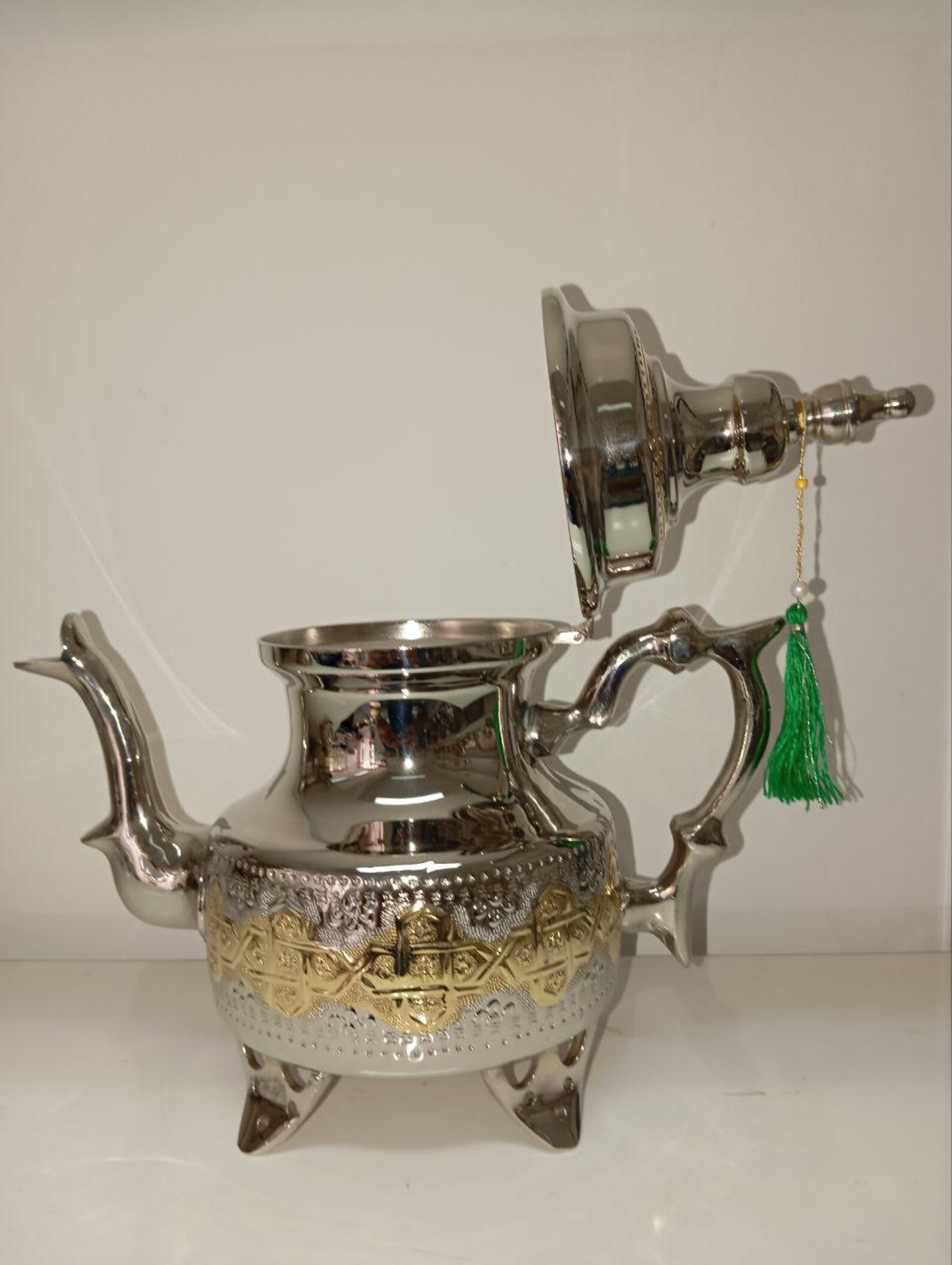 Handmade Moroccan Brass Teapot, Vintage Moroccan Teapot, Antique Silver ...