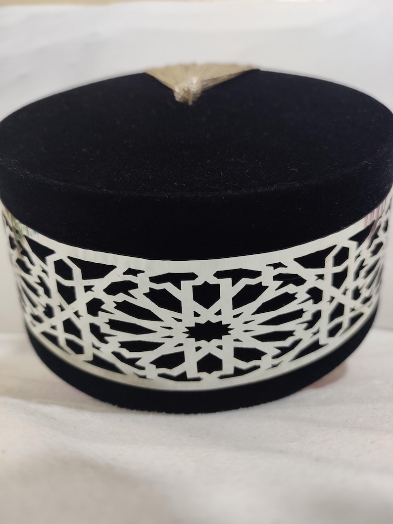 Moroccan Fez Hat | Handmade Tarboush | Custom Size Black Velvet | Silk ...