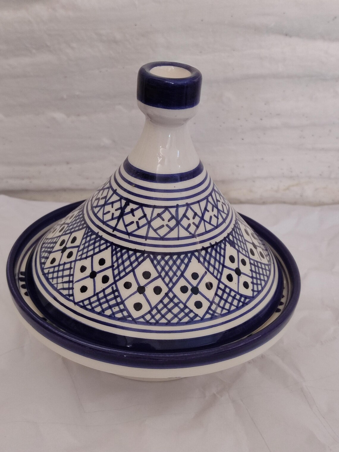 Blue White Moroccan Ceramic Tagine Handmade Serving Dish Traditional ...