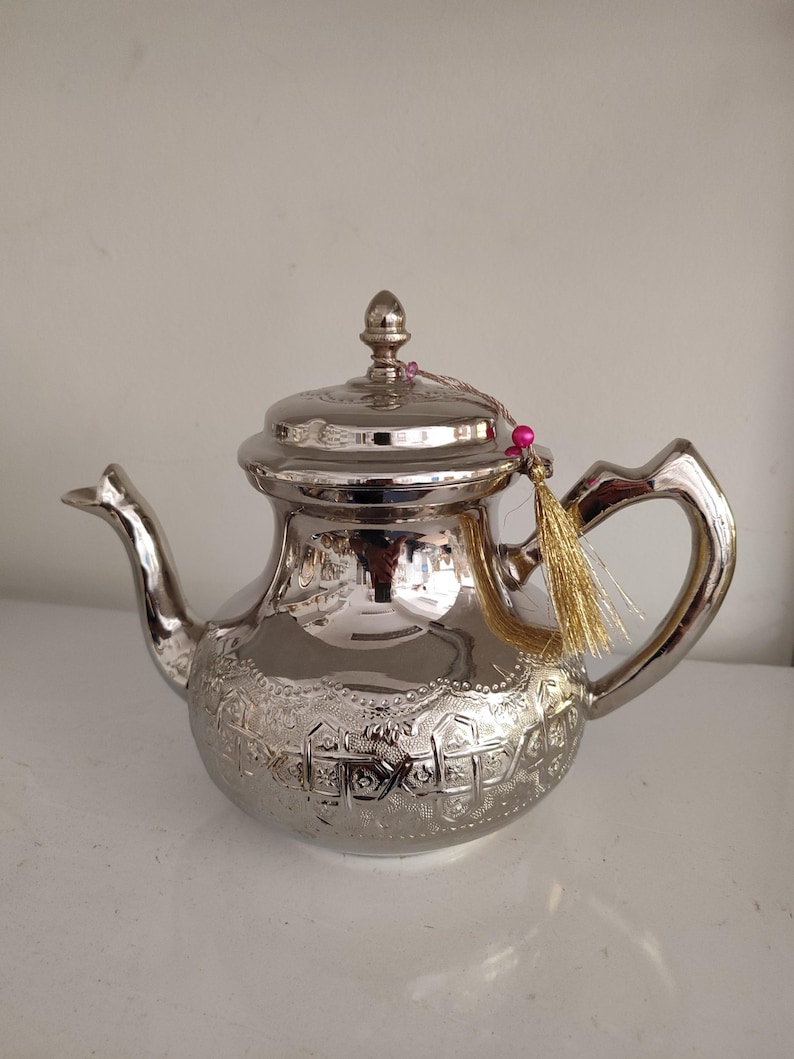 Handcrafted Silver Moroccan Teapot: Authentic Fez Artistry, Brass ...
