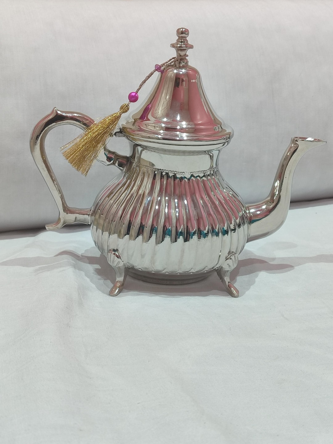 Luxury Moroccan Silver Teapot 750ml | Handcrafted Fluted Tea Pot ...
