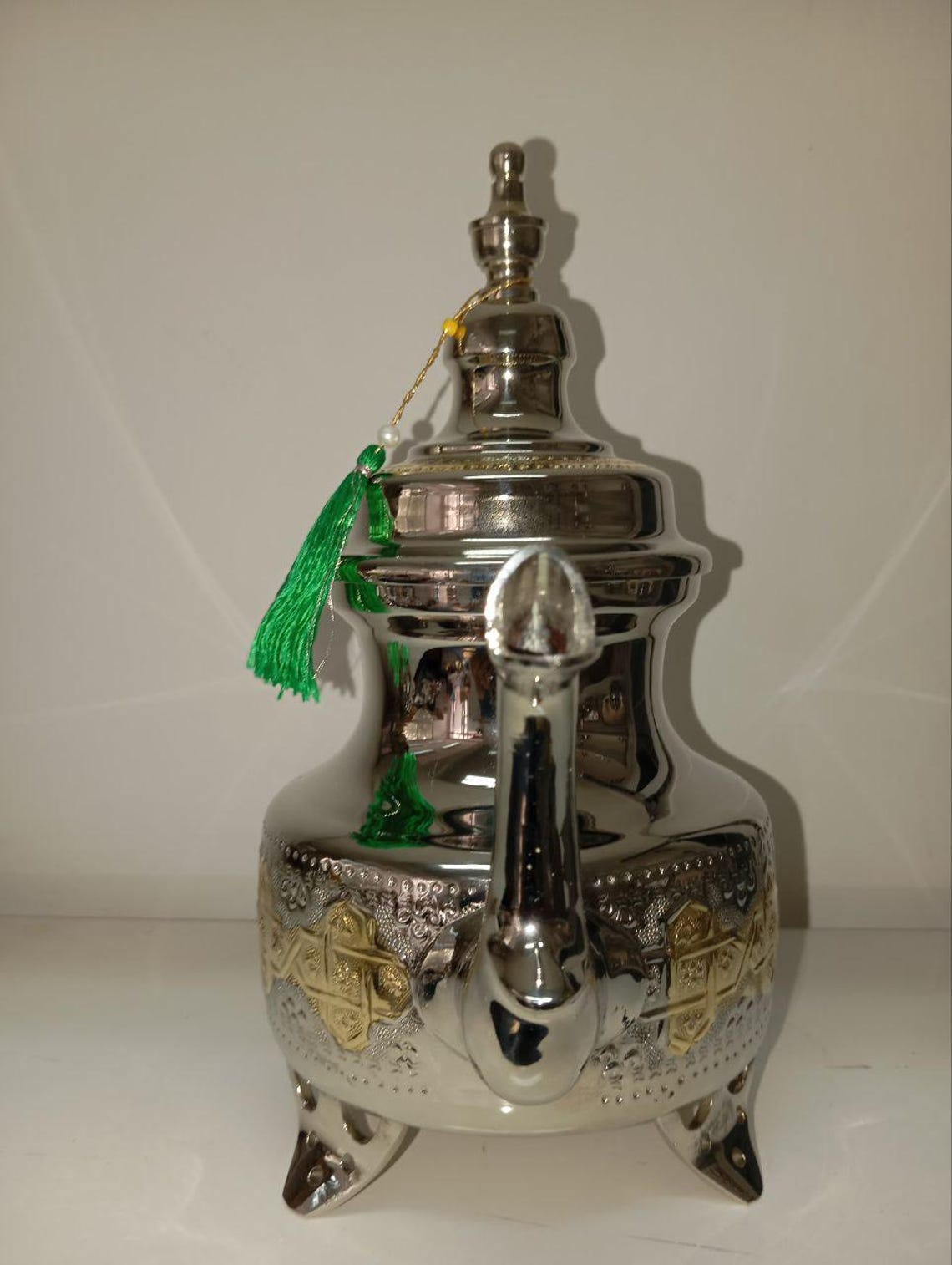 Handmade Moroccan Brass Teapot, Vintage Moroccan Teapot, Antique Silver ...