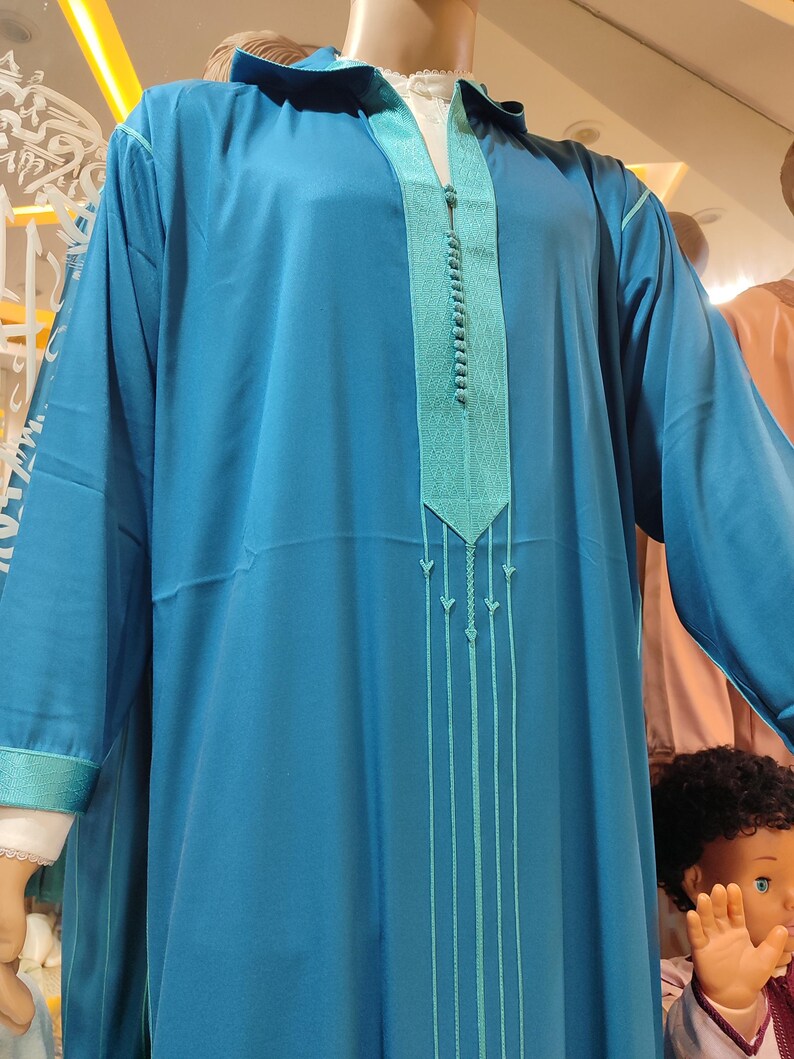 Moroccan Djellaba Men Blue | Traditional Kaftan Robe Eid 2026 | Ramadan ...