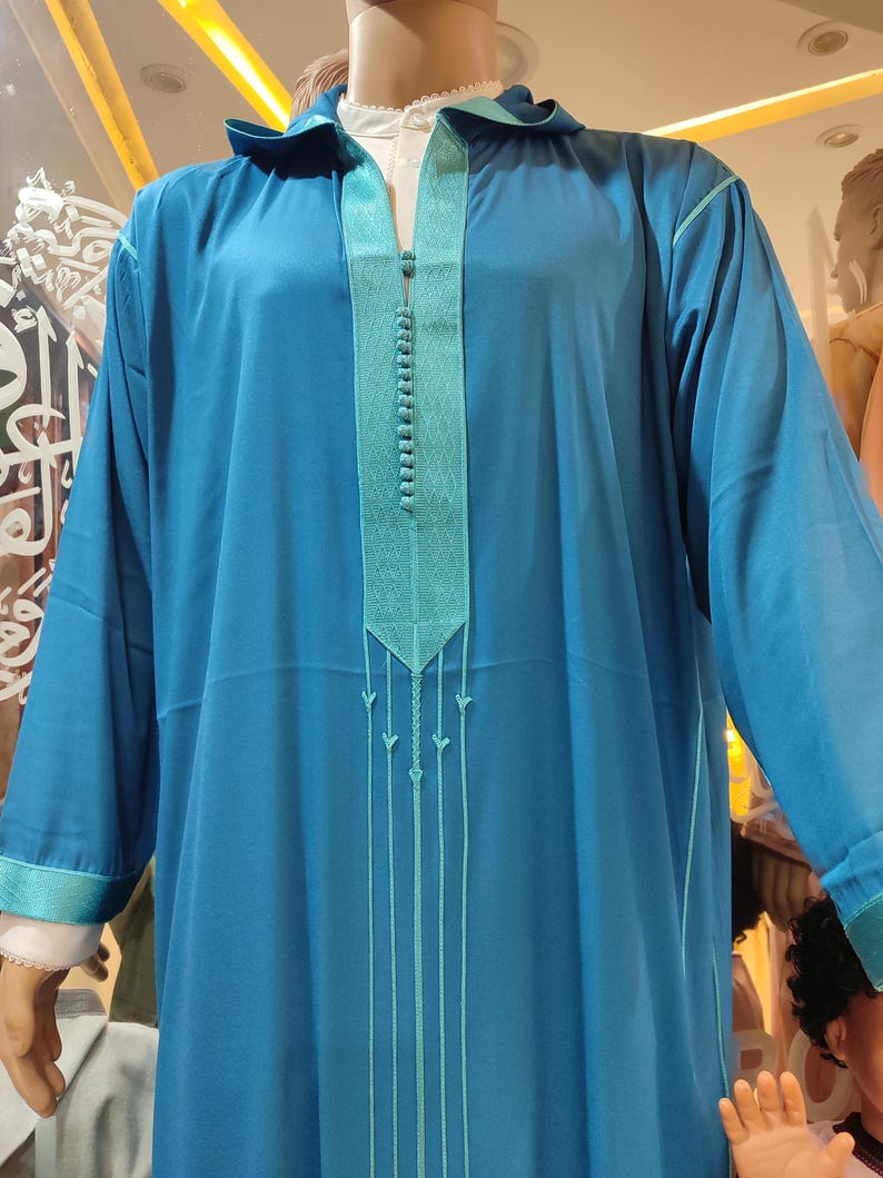Moroccan Djellaba Men Blue | Traditional Kaftan Robe Eid 2026 | Ramadan ...