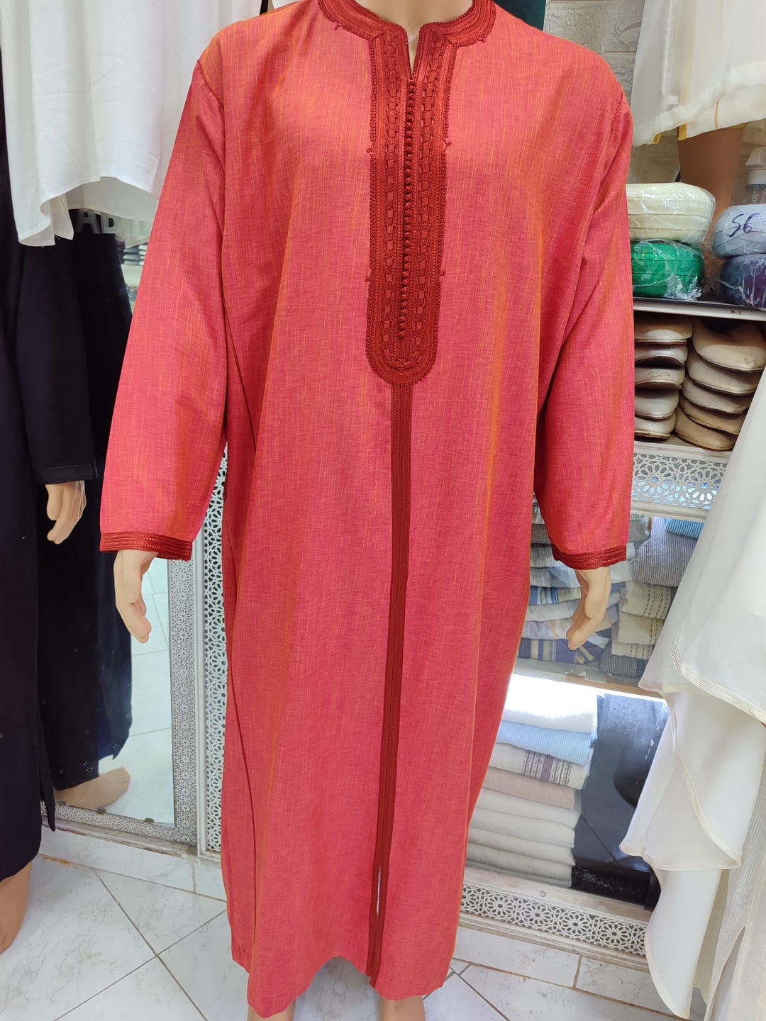 Moroccan Caftan Men Handmade Wedding Thobe Djellaba Hand Embroidered ...
