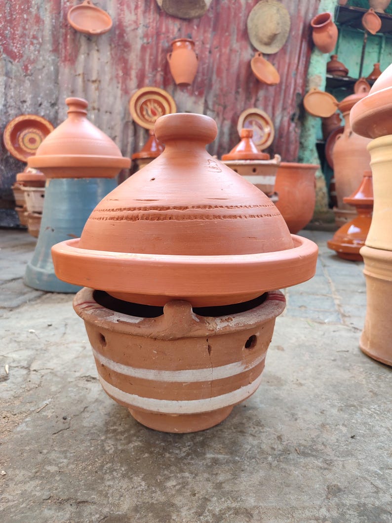Handmade Moroccan Tagine Clay Pot With Stove, Outdoor Cookware Set - Etsy