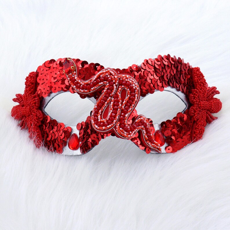 Red Snake Masquerade Mask for Women Vintage Mask Venetian Mask ...