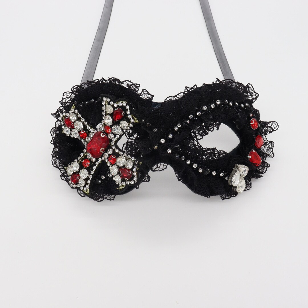 Red and White Diamond Cross Mask Masquerade Masks Women Vintage Mask ...