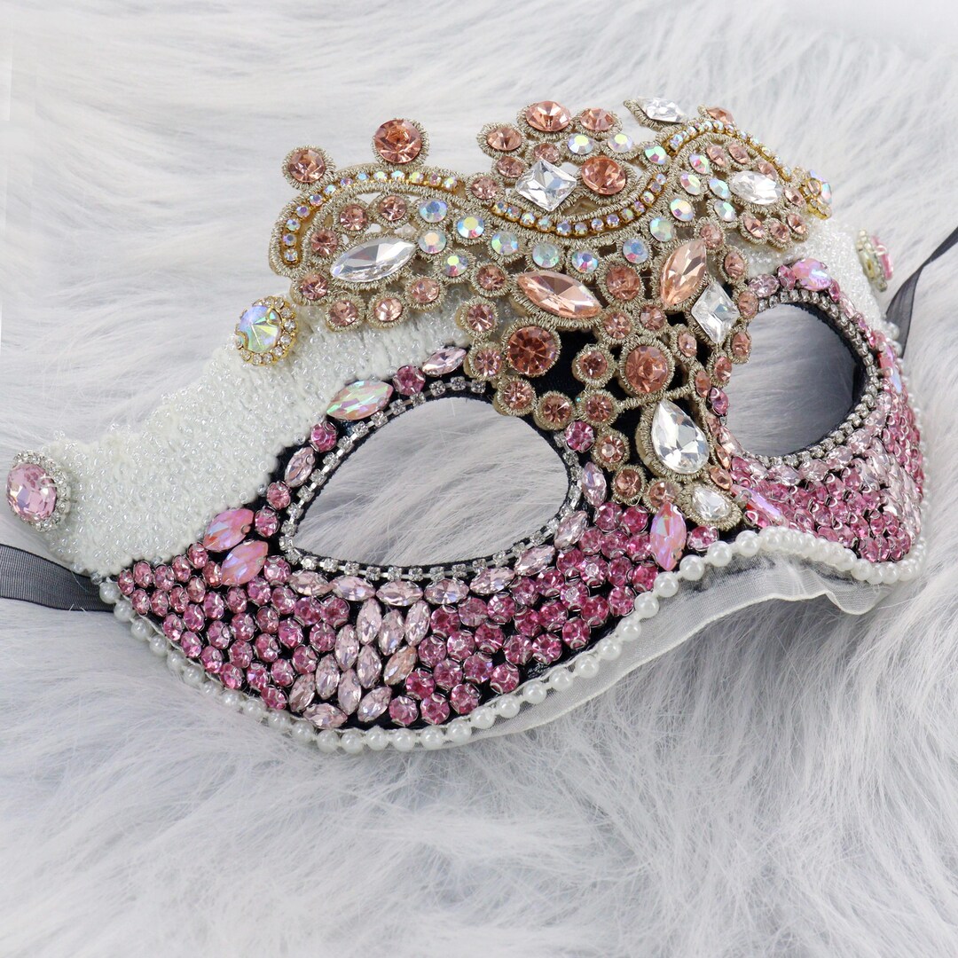 Pink Gold Full Diamond Masquerade Mask, Masquerade Mask for Women ...