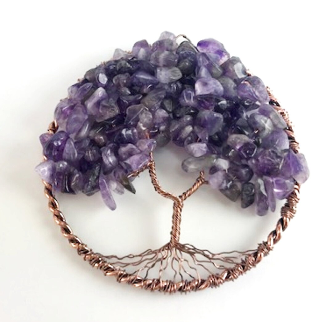 Tree of Life - Wire Wrapped Amethyst Very Large Pendant, Suncatcher - Etsy