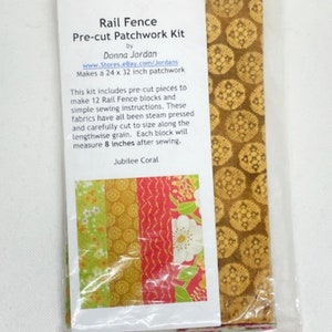 Rail Fence Pre-cut Patchwork KIT by Jordan Fabrics, Jubilee Coral, Pre ...
