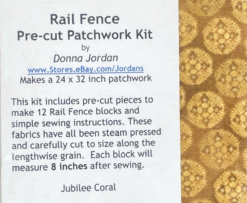 Rail Fence Pre-cut Patchwork KIT by Jordan Fabrics, Jubilee Coral, Pre-cut 100% Cotton Pcs ...