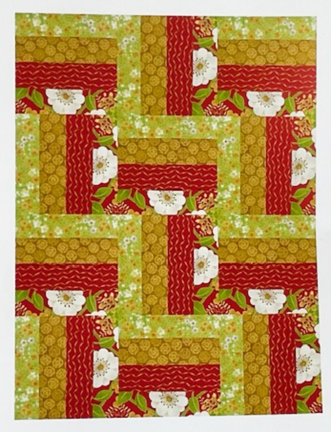 Rail Fence Pre-cut Patchwork KIT by Jordan Fabrics, Jubilee Coral, Pre ...