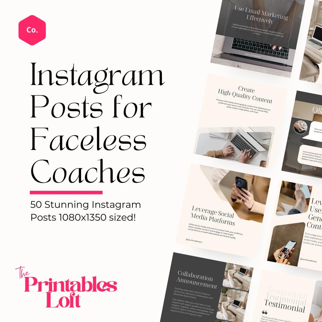 50 Faceless Instagram Post Templates for Business Coaches – Modern ...