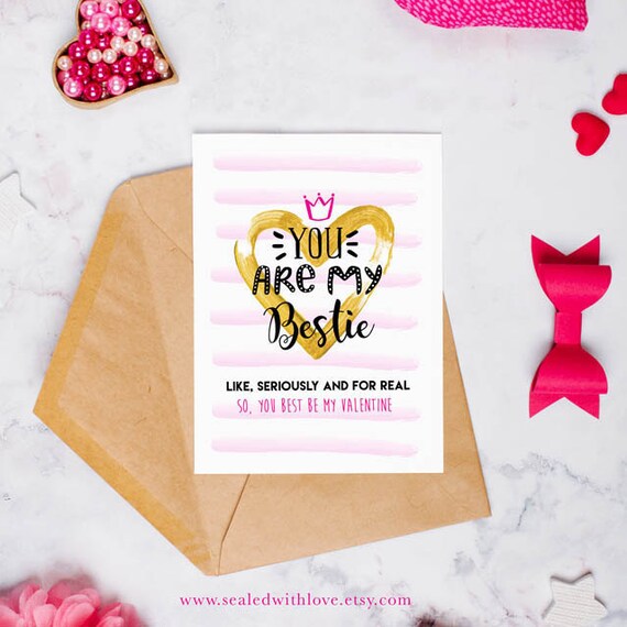 Bestie Valentines Day Printable Note Card Best Friend | Etsy