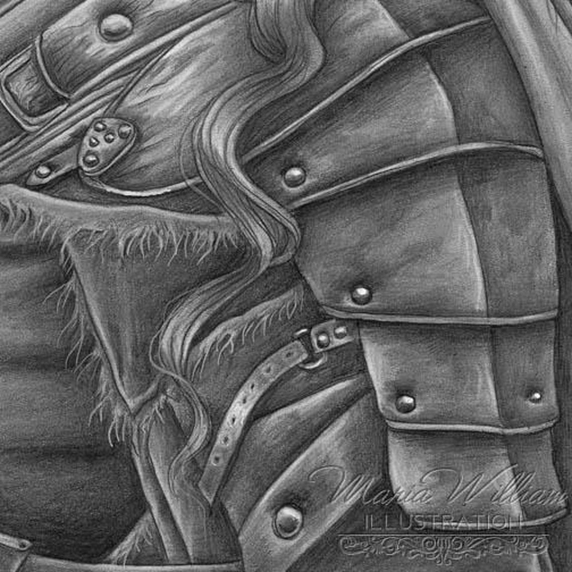 PERMAFROST - Original Graphite Drawing, Beautiful Viking Woman and ...