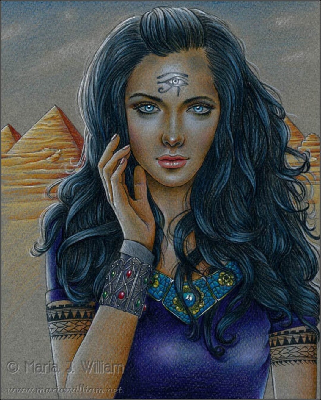 The Sight Original Colored Pencil Drawing, Ancient Egypt Woman Fantasy ...