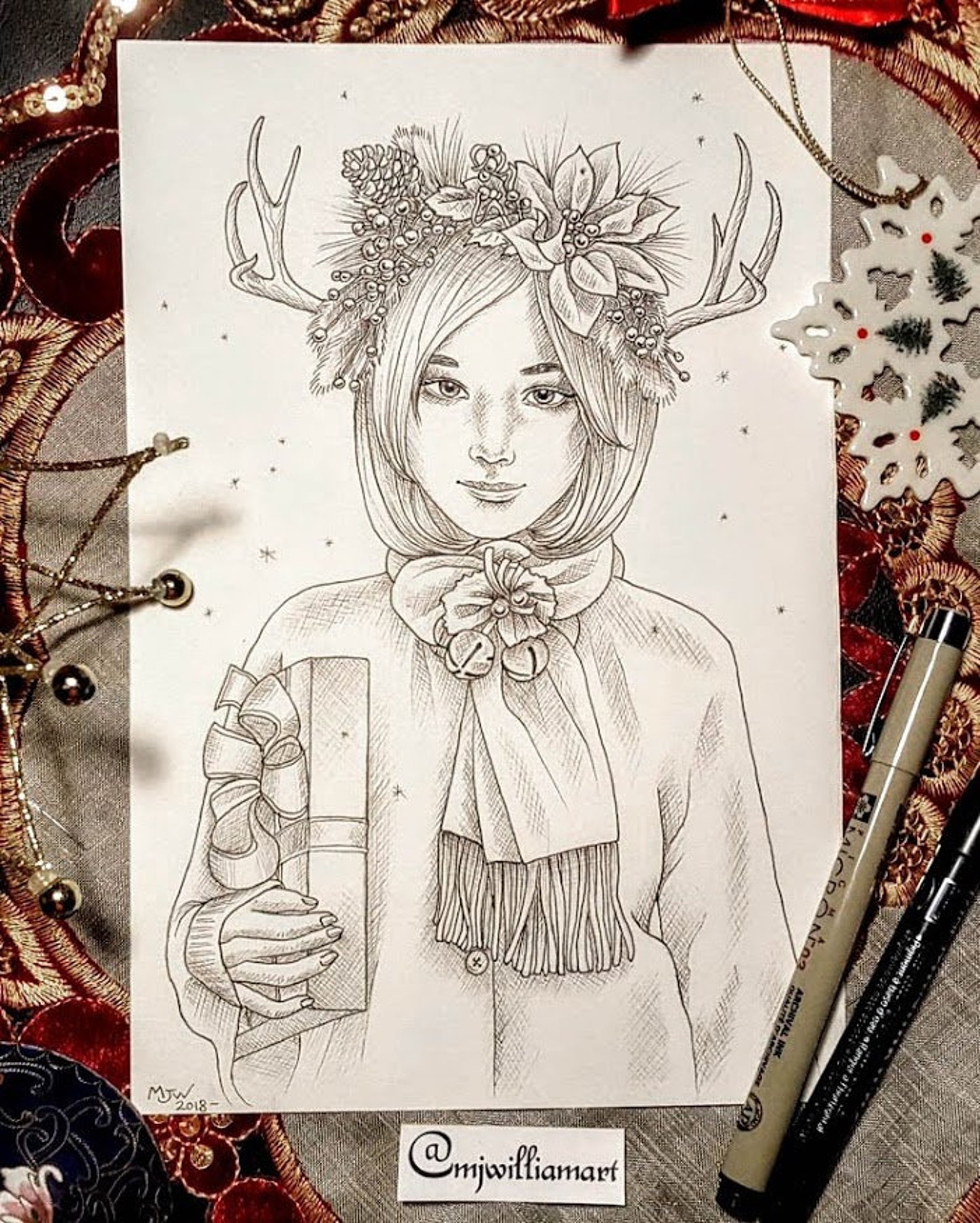CHRISTMAS IS COMING - Original Ink Sketch, Christmas / Winter Art by ...