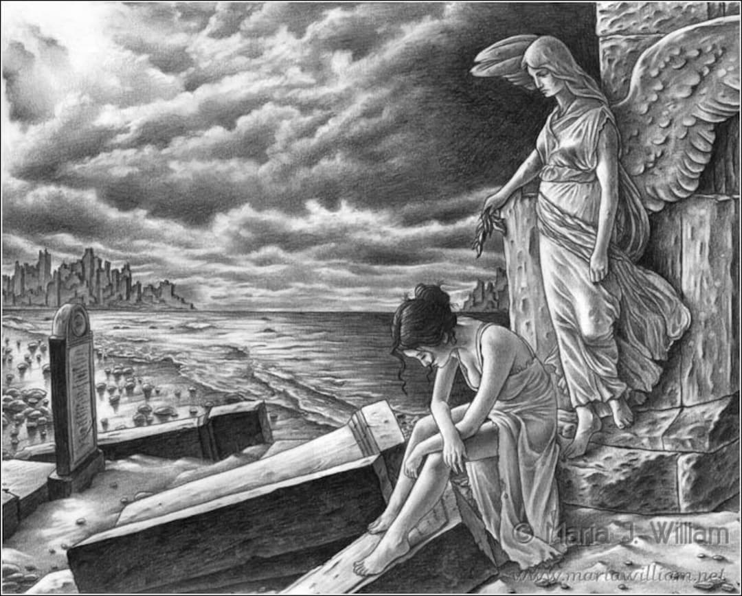 The End of Infinity 15: Ora Pro Nobis - Original Graphite Drawing, Sad ...