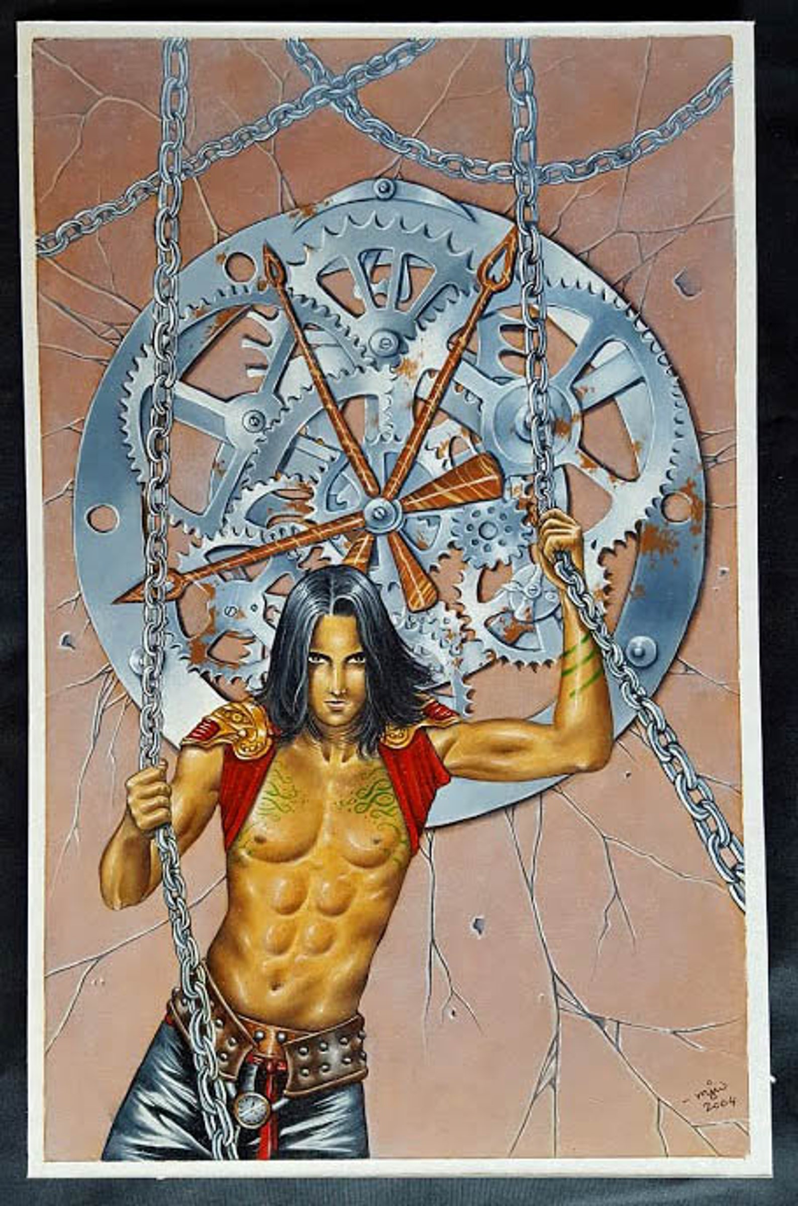 CHRONOS - Original Oil Painting, Man and Clockwork God of Time Male ...