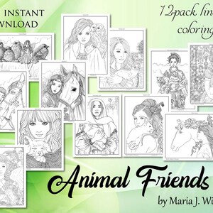 Animal Friends - 12-pack LINEART Coloring Book by Maria J. William ...
