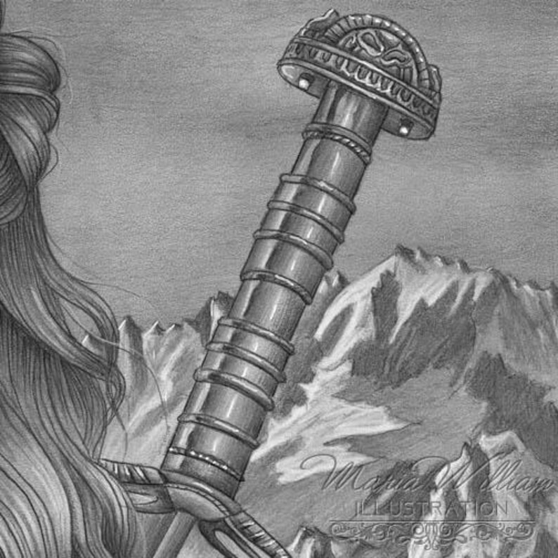 PERMAFROST - Original Graphite Drawing, Beautiful Viking Woman and ...