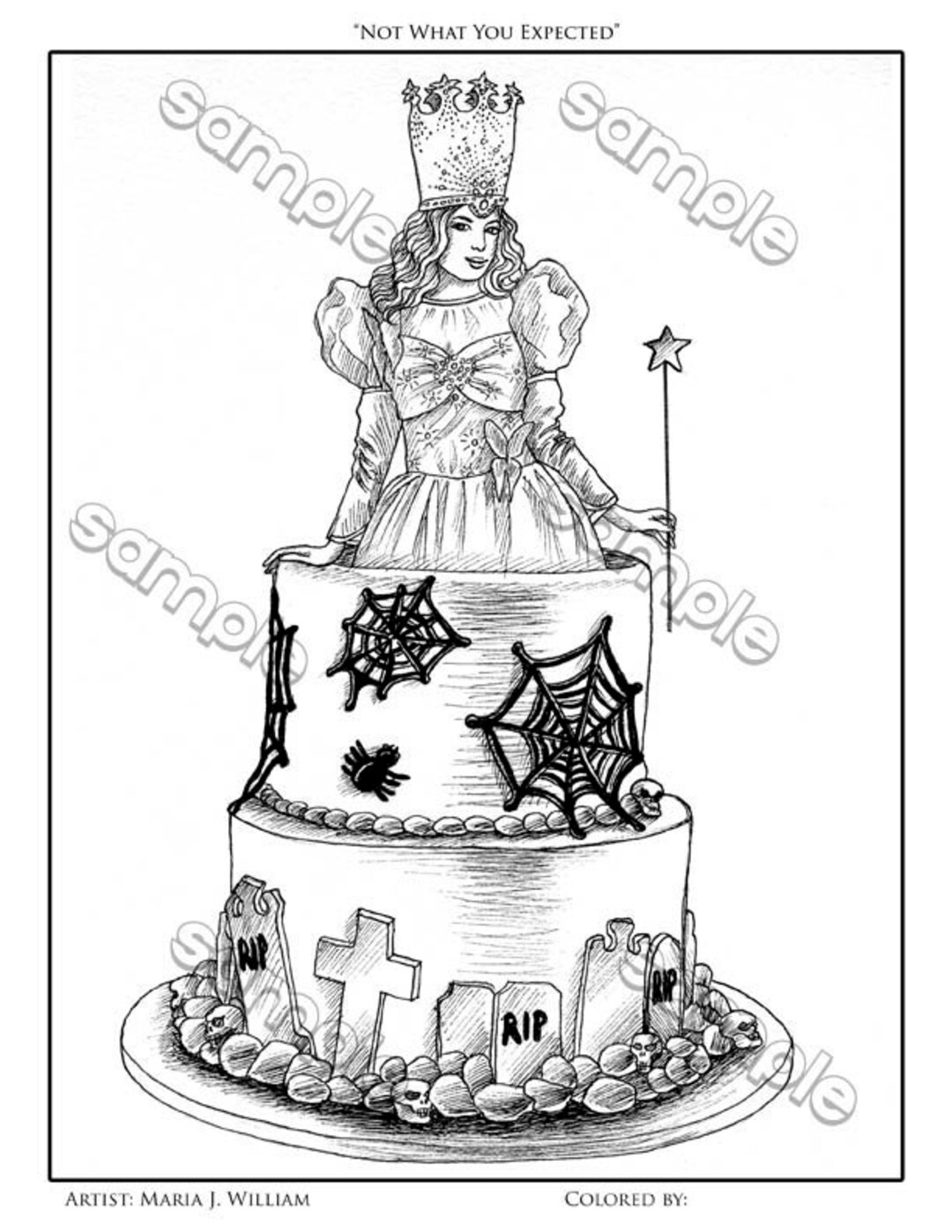 Halloween Fairy Coloring Page by Maria J. William, Instant PDF Download ...