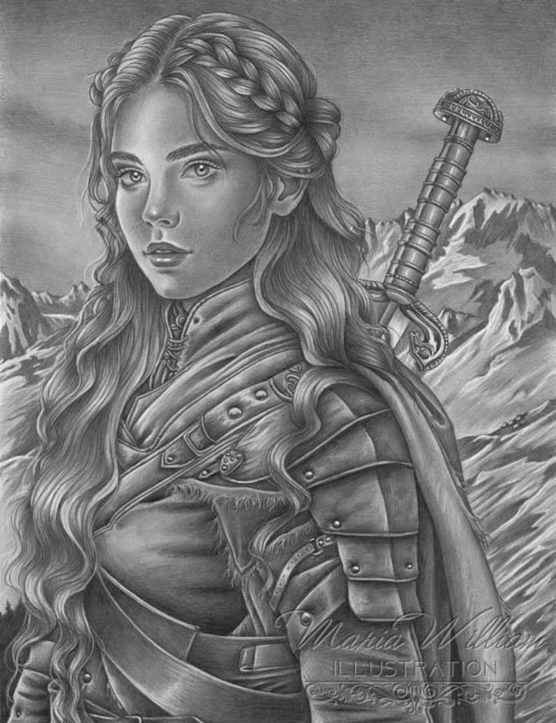 PERMAFROST - Original Graphite Drawing, Beautiful Viking Woman and ...