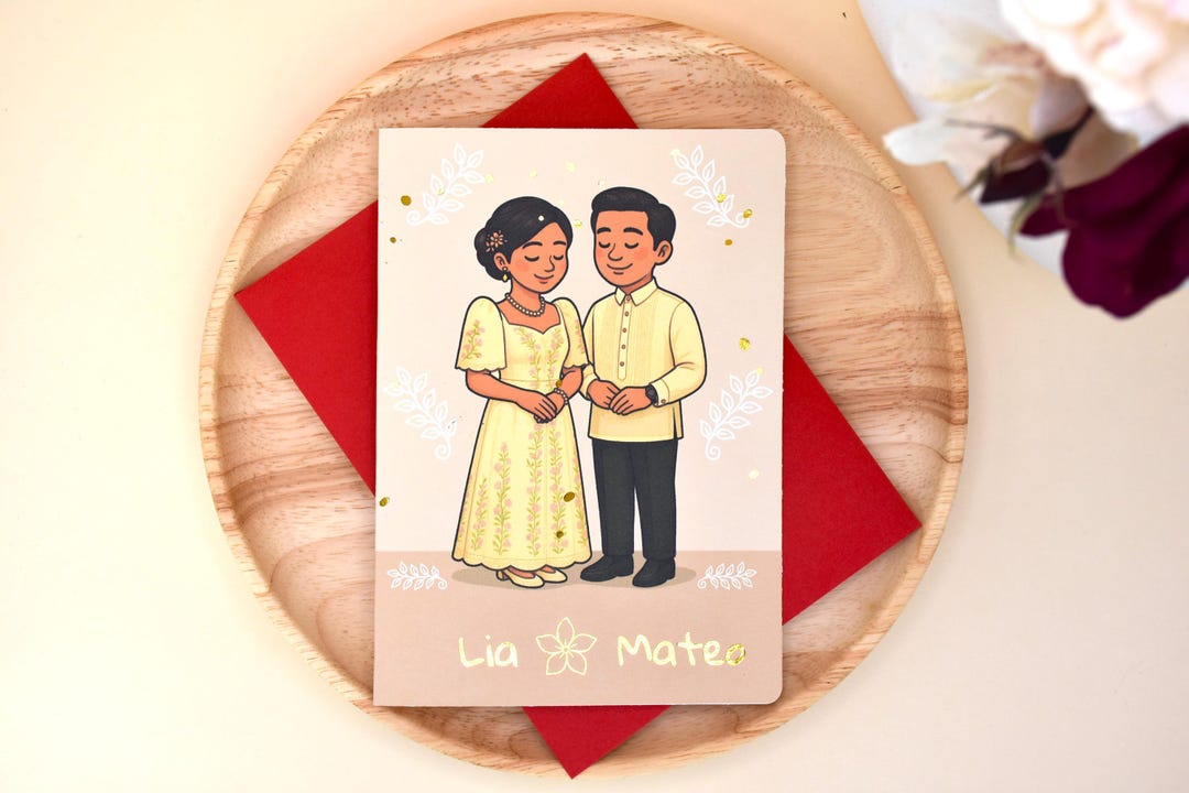 Filipino Wedding Card | Filipiniana & Barong Tagalog Couple | Filipino ...