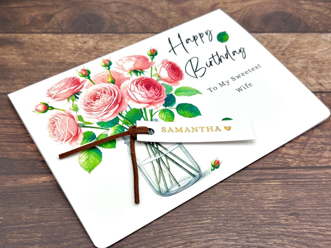 Personalized Happy Birthday Card or Custom Occasion | Handmade Pink ...