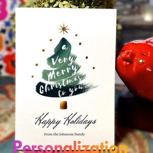 Merry Christmas Card Christmas Tree Customization Holiday Card Happy ...