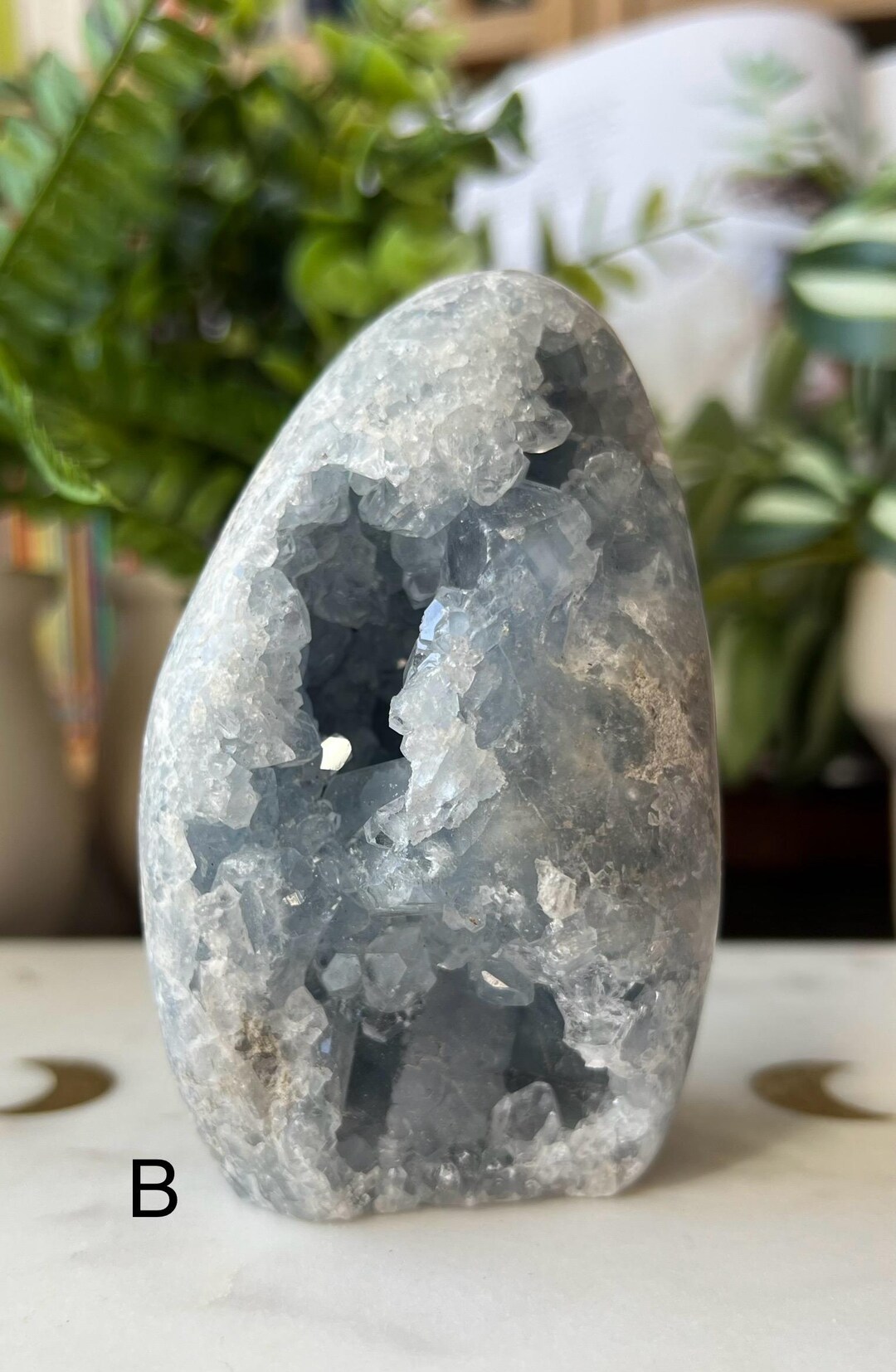 Celestite Cut Base Crystals Geode Display for Décor,madagascar Crystal ...