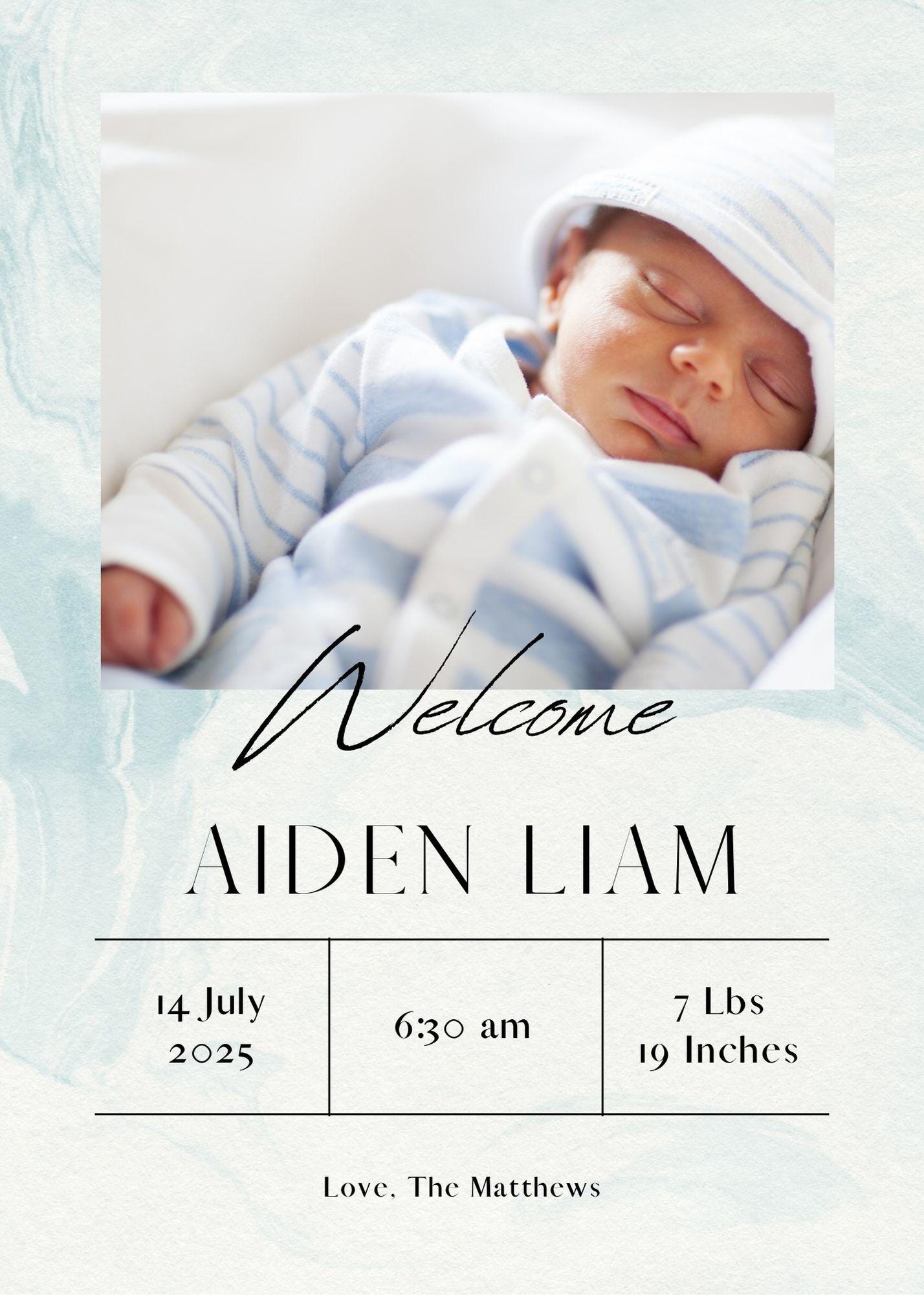 Baby's Birth Announcement Template - Etsy