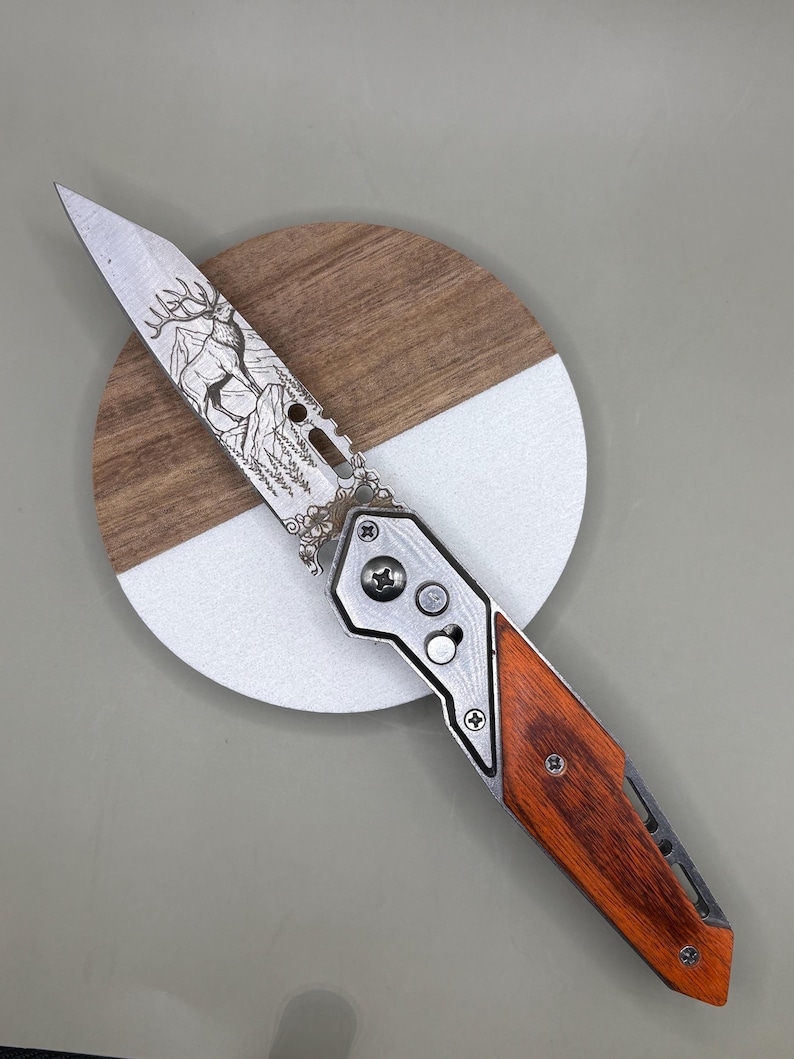 Personalized Pocket Knife | Custom Engraved Wooden Handle Folding Knife ...